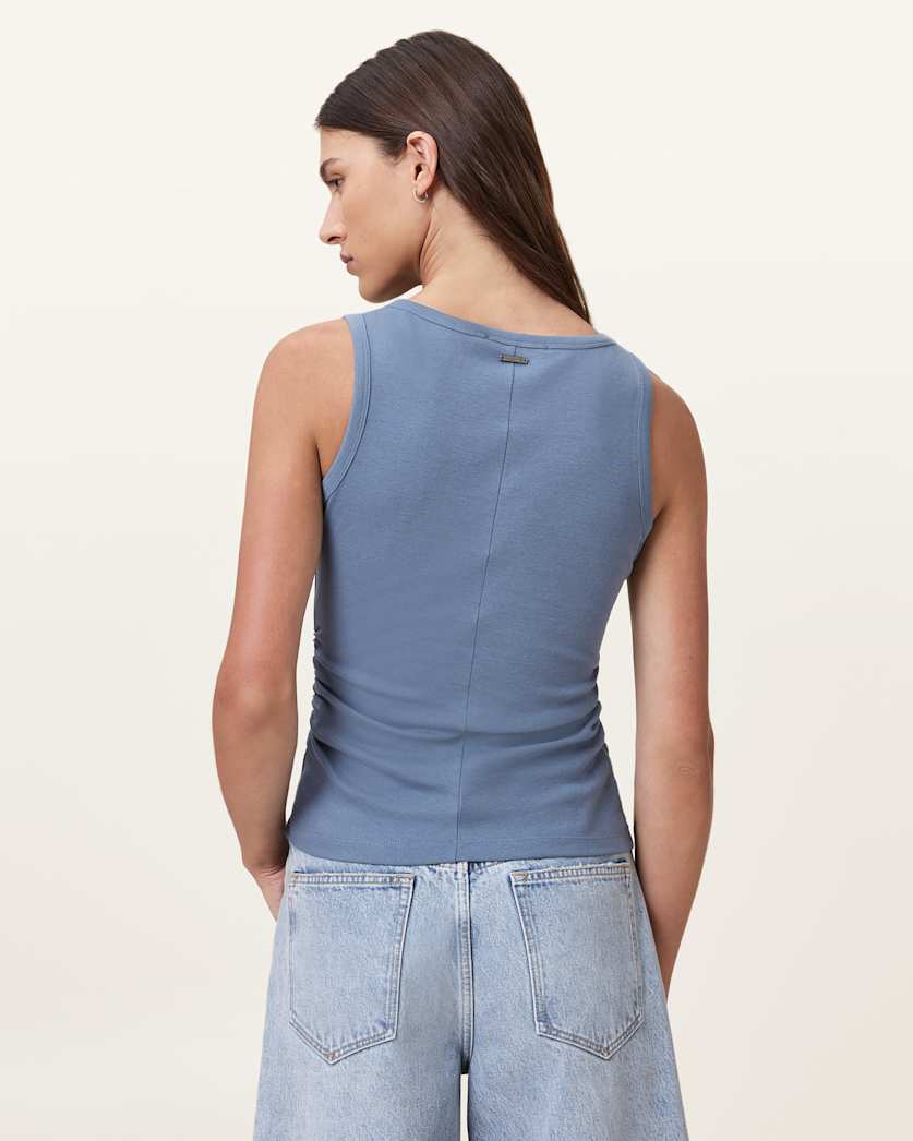 Katarina Boat Neck Slim Fit Tank Top FLINT STONE BLUE | ALLSAINTS